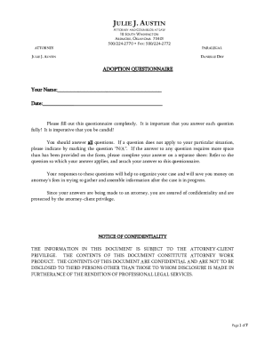 Fillable Online Adoption Questionnaire Fax Email Print - pdfFiller