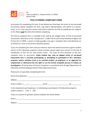 Fillable Online Title Ix Formal Complaint Form Fax Email Print - pdfFiller
