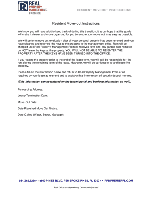 Fillable Online Resident Move-out Instructions Fax Email Print - pdfFiller