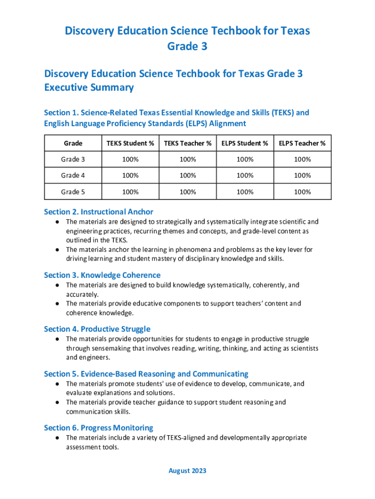 Fillable Online Discovery Education Science Techbook for Texas Grade 3 ...