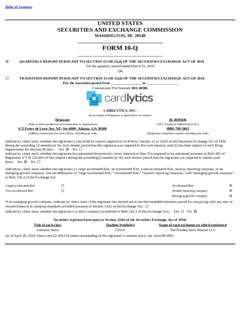 Fillable Online Quarterly Report Pursuant to Section 13 or 15(d) of the ...