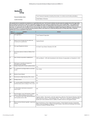 Fillable Online Wolfsberg Group Correspondent Banking Due Diligence ...