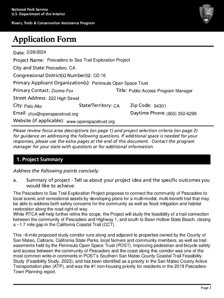 Fillable Online Rivers, Trails & Conservation Assistance Program ...