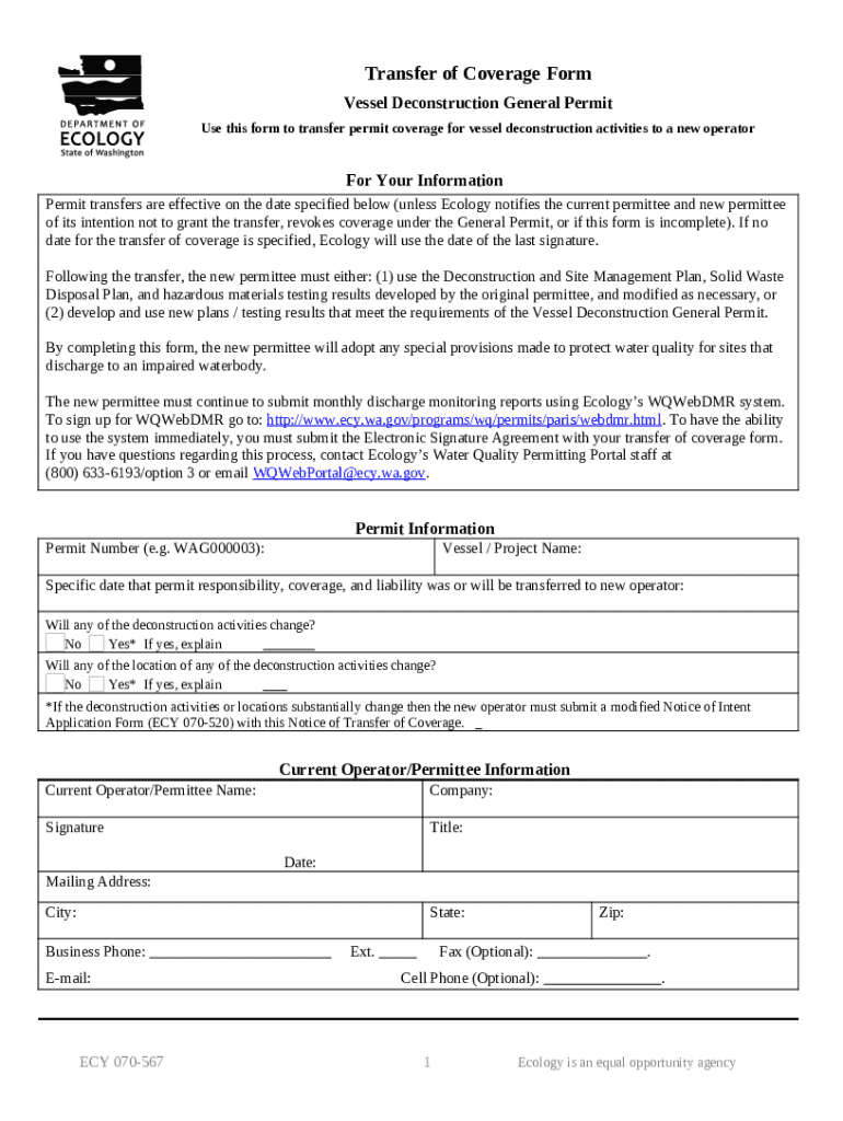 Transfer of Coverage Doc Template | pdfFiller