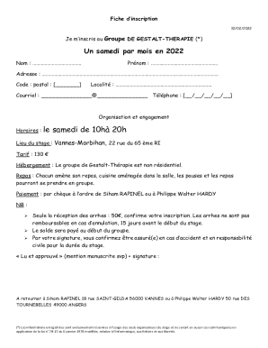 Fillable Online Inscription Au Groupe De Gestalt-therapie Fax Email Print - pdfFiller