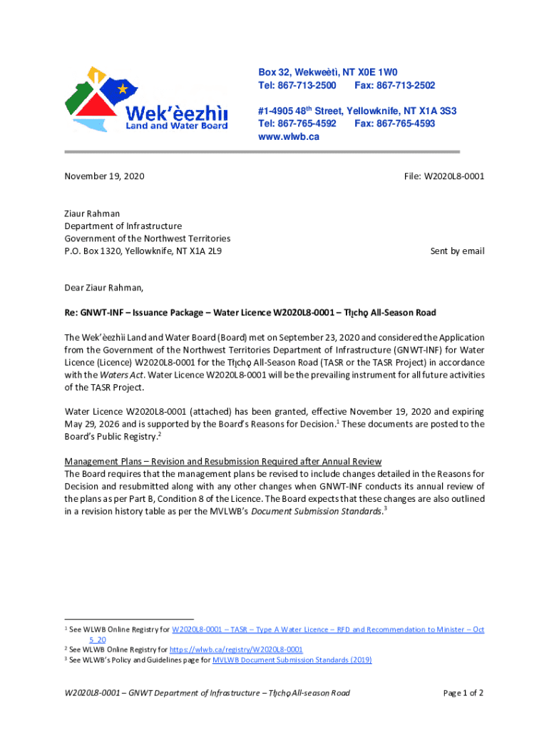 Fillable Online Box 1320, Yellowknife, NT X1A 2L9 Fax Email Print ...