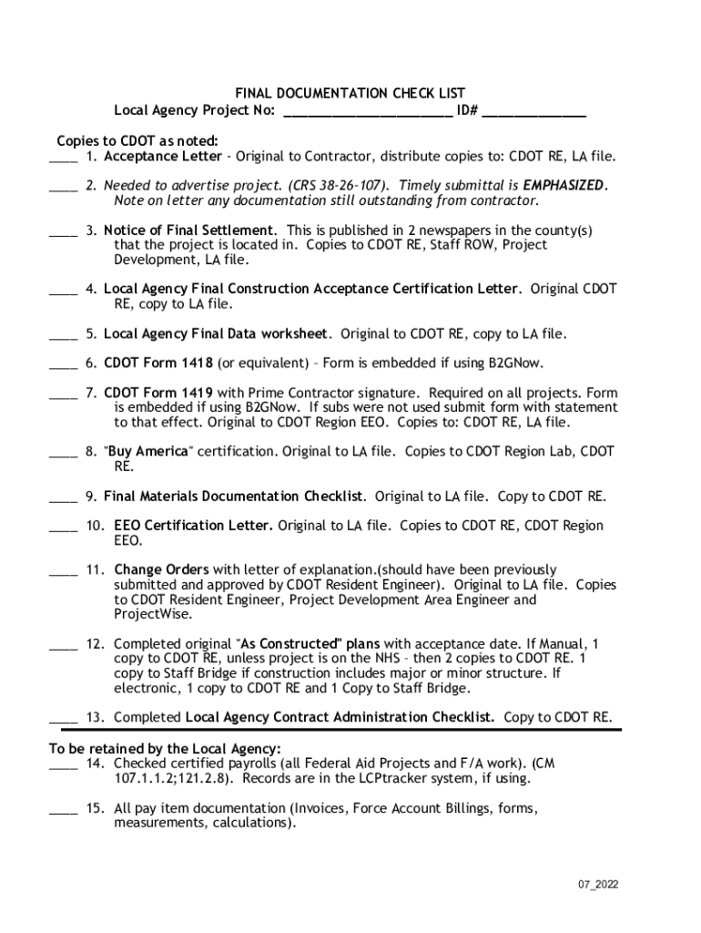 Fillable Online Final Documentation Check List Fax Email Print - pdfFiller