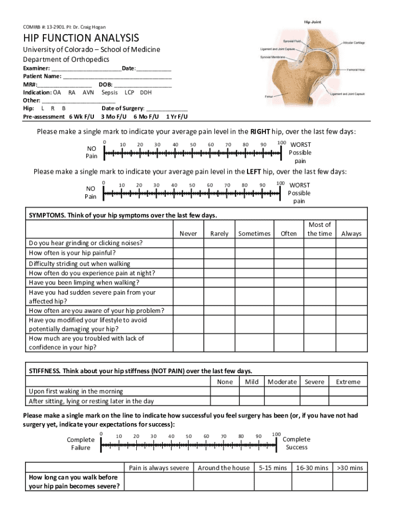 Fillable Online Hip Function Analysis for Orthopedic Assessment Fax ...