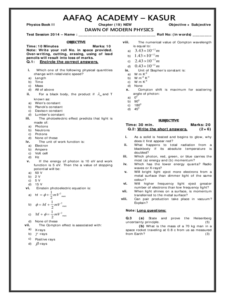 Fillable Online Dawn of Modern Physics Fax Email Print - pdfFiller