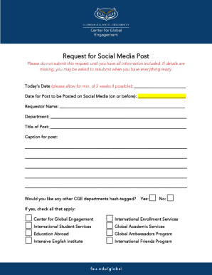 Fillable Online Social Media Post Request Form Fax Email Print - pdfFiller