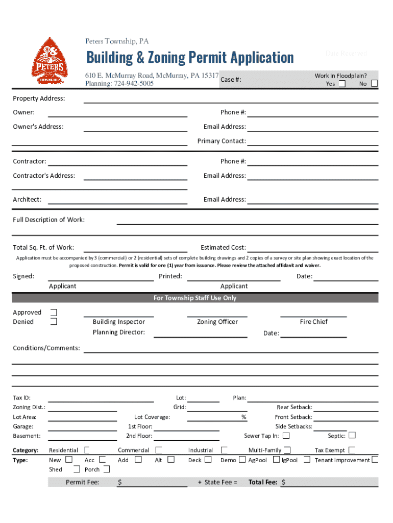 Fillable Online Peters Township Building & Zoning Permit Application Fax Email Print - pdfFiller