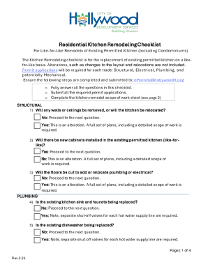 Fillable Online Residential Kitchen Remodeling Checklist Fax Email ...