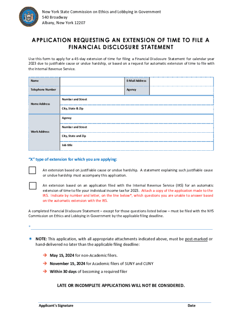 Fillable Online Application Requesting an Extension of Time Fax Email Print - pdfFiller