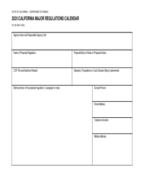 Fillable Online 2025 California Major Regulations Calendar Fax Email ...