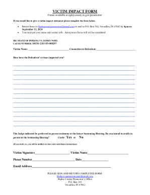 Fillable Online Victim Impact Statement Form Fax Email Print - pdfFiller