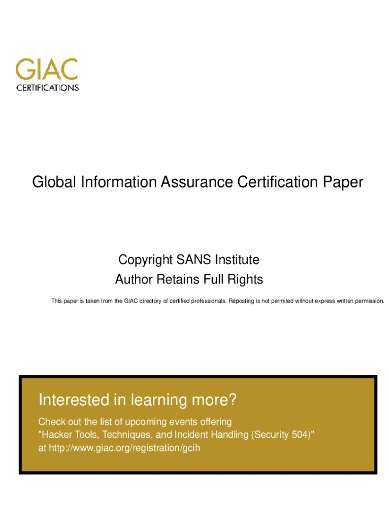 Fillable Online Global Information Assurance Certification Paper Fax ...