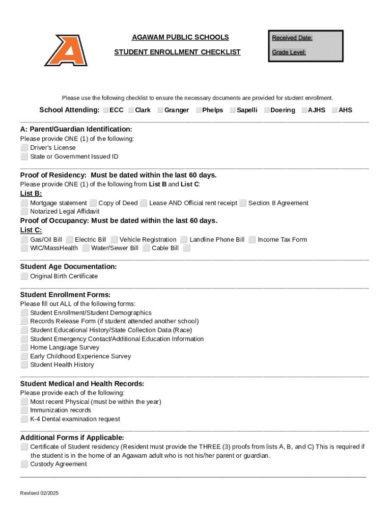 Fillable Online Student Enrollment Checklist Fax Email Print - pdfFiller