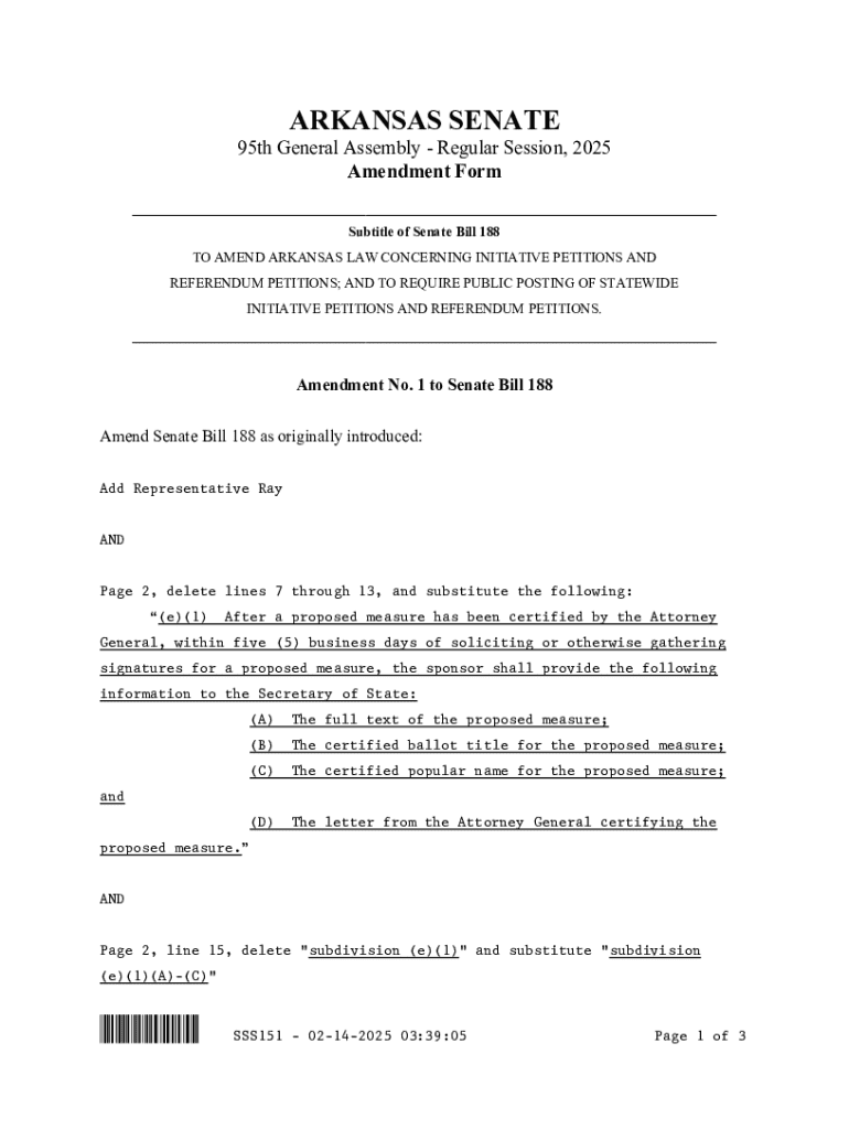 Fillable Online Amendment No. 1 to Senate Bill 188 Fax Email Print ...