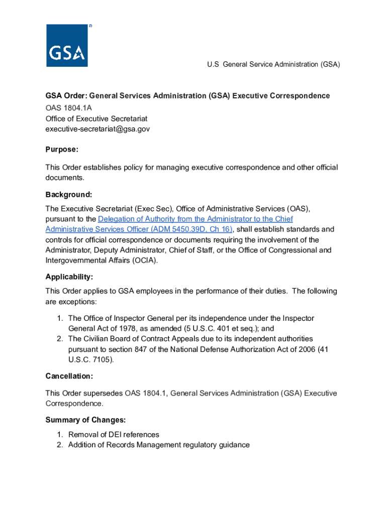 Fillable Online General Services Administration (gsa) Executive ...