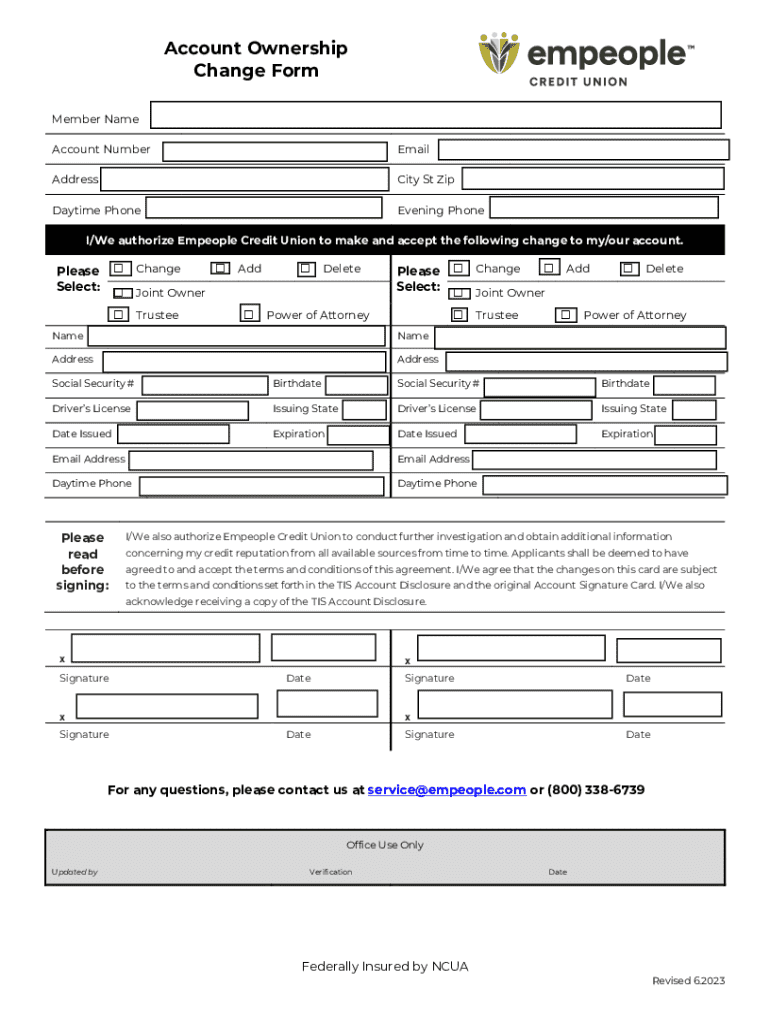 Fillable Online Account Ownership Change Form Fax Email Print - pdfFiller