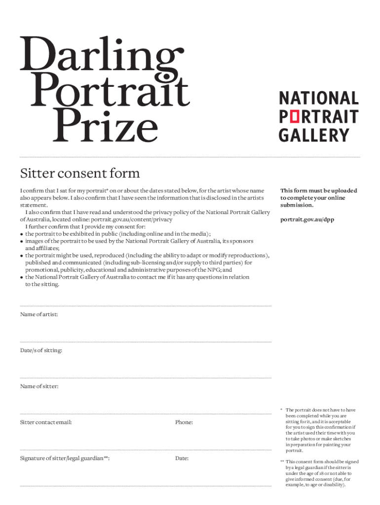 Fillable Online Sitter Consent Form for Portrait Fax Email Print ...