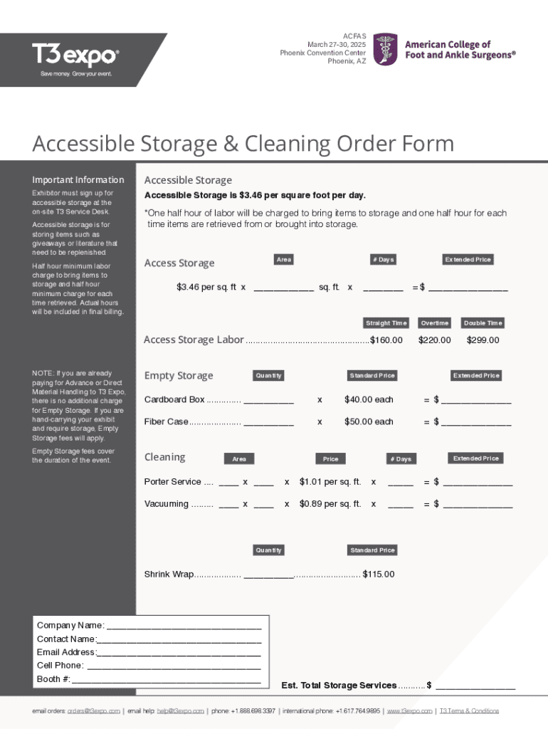 Fillable Online Accessible Storage & Cleaning Order Form Fax Email ...