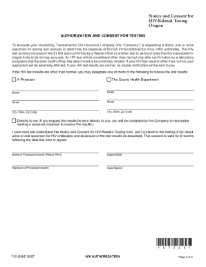 Fillable Online Notice and Consent for Hiv-related Testing - Oregon Fax ...