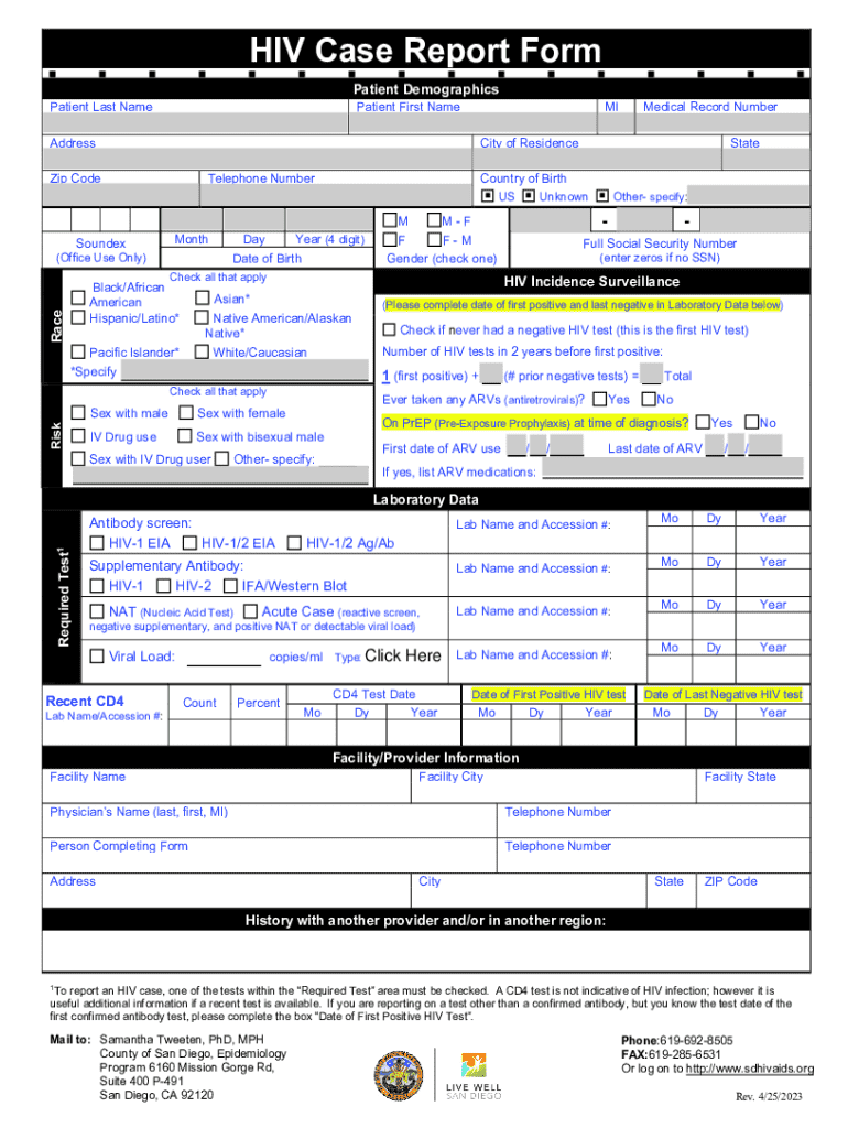 Fillable Online Hiv Case Report Fax Email Print - pdfFiller
