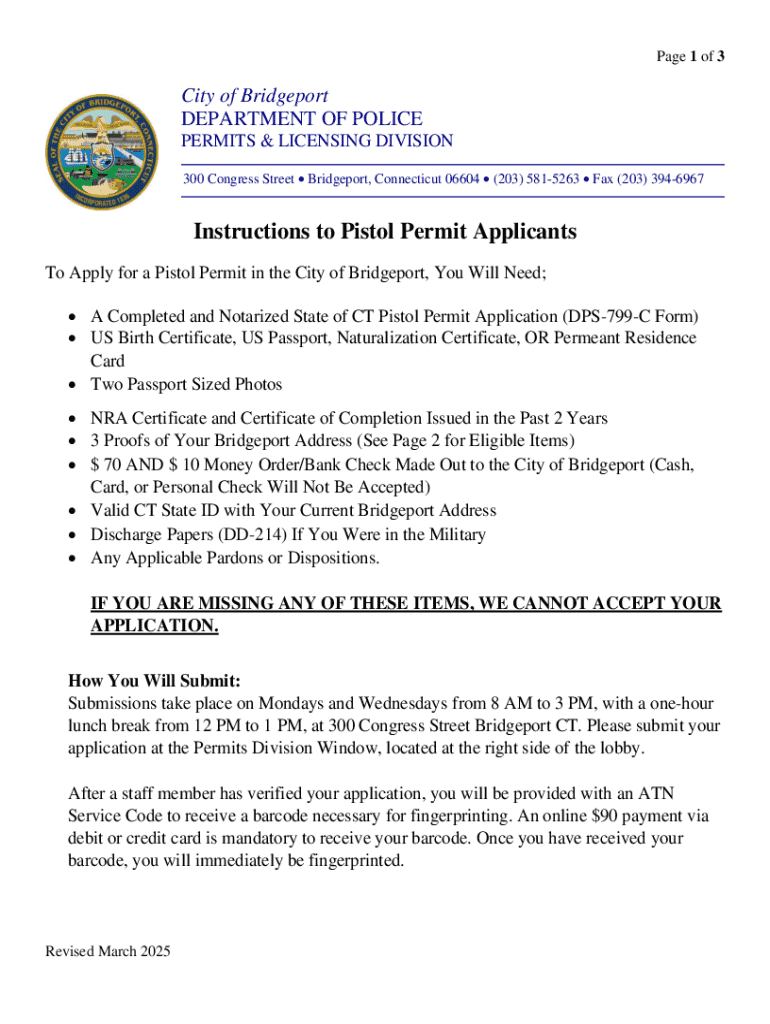 Fillable Online Instructions to Pistol Permit Applicants Fax Email ...