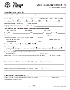 Fillable Online Client Intake Application Fax Email Print - pdfFiller
