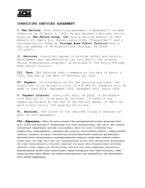Fillable Online Consulting Services Agreement Between the Fatula Group, Llc and Portage Area ...