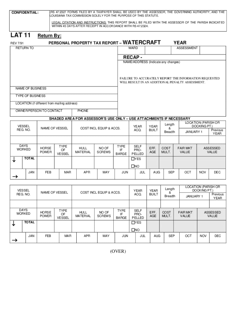Fillable Online Personal Property Tax Report – Watercraft Fax Email Print - pdfFiller