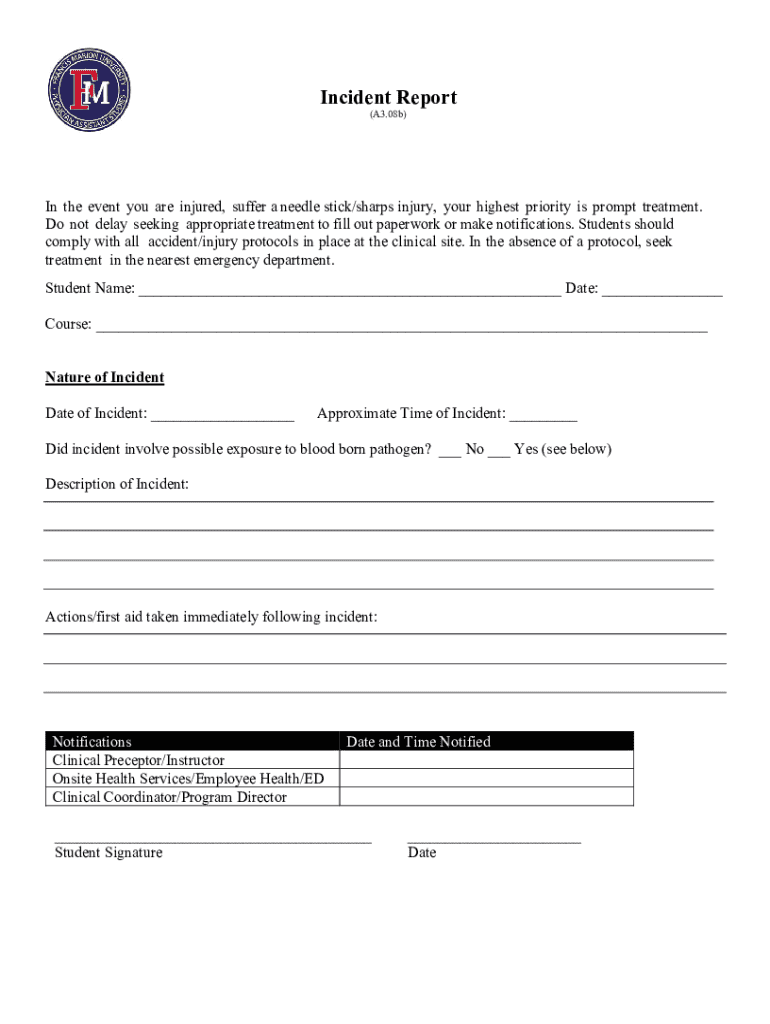 Fillable Online Incident Report (a3.08b) Fax Email Print - pdfFiller