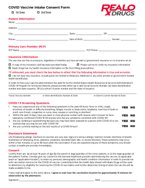 Fillable Online Covid Vaccine Intake Consent Form Fax Email Print ...