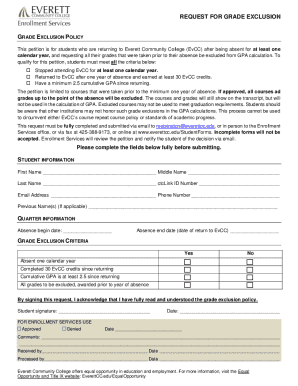 Fillable Online Request for Grade Exclusion Form Fax Email Print ...