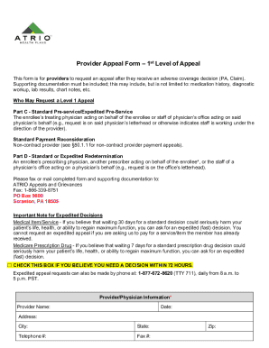 Fillable Online Provider Appeal Form Fax Email Print - pdfFiller