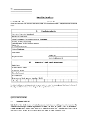Fillable Online Bank Mandate Form Fax Email Print - pdfFiller