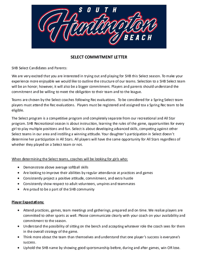 Fillable Online Shb Select Commitment Letter Fax Email Print - pdfFiller