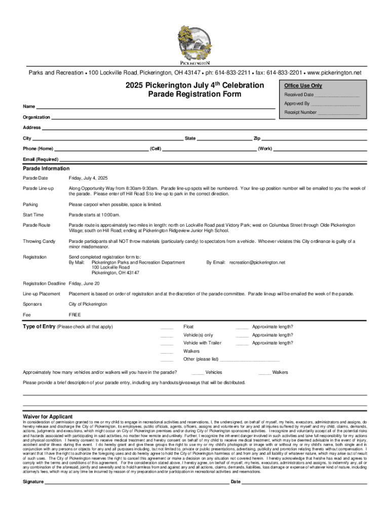 Fillable Online Parade Registration Form Fax Email Print - pdfFiller