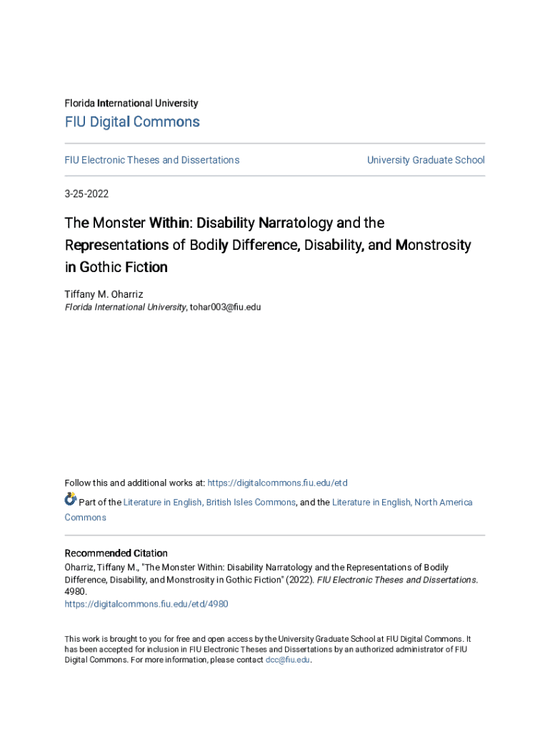 Fillable Online The Monster Within: Disability Narratology and the Fax ...