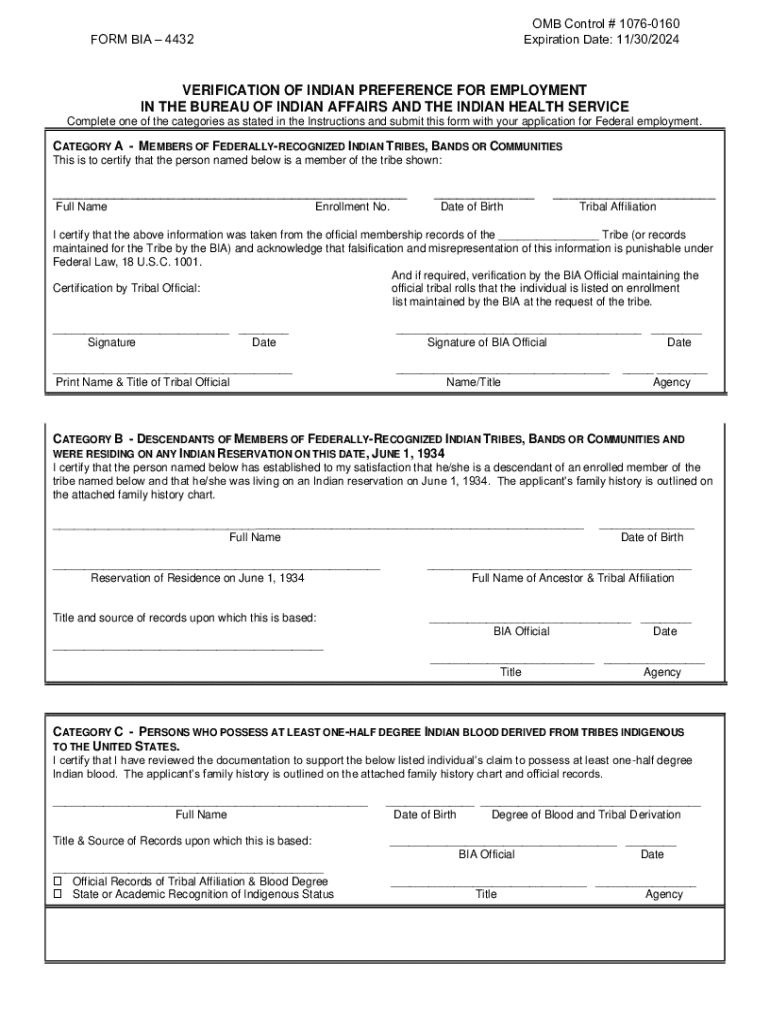 Fillable Online Verification of Indian Preference for Employment Fax Email Print - pdfFiller