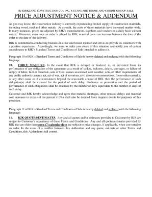 Fillable Online Price Adjustment Notice & Addendum Fax Email Print ...