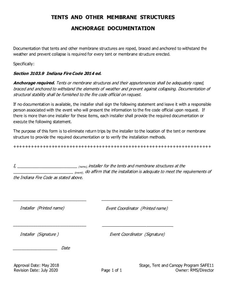 Fillable Online Anchorage Documentation for Tents and Membrane ...