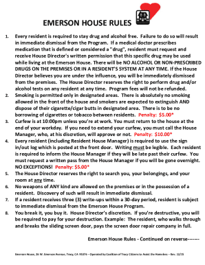 Fillable Online Rules and Regulations for Residents Fax Email Print - pdfFiller