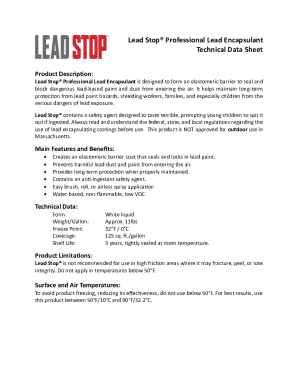 Fillable Online Lead Stop® Professional Lead Encapsulant Fax Email ...