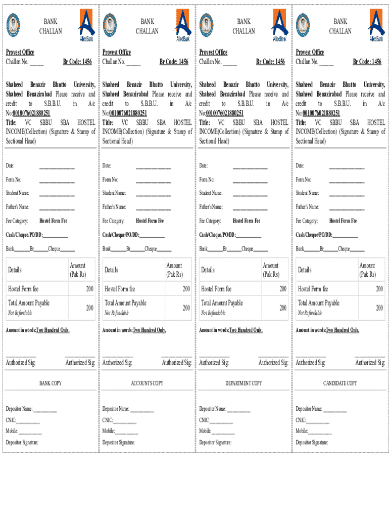 Fillable Online Provest Office Bank Challan Fax Email Print - pdfFiller