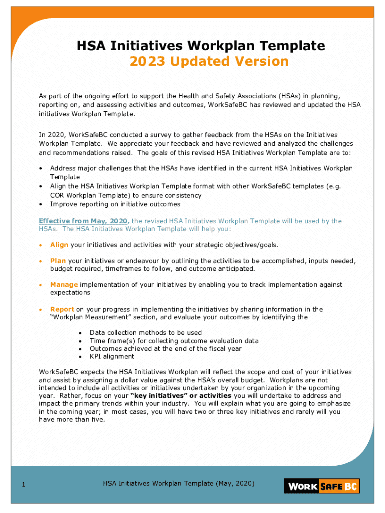 Fillable Online Hsa Initiatives Workplan Template 2023 Updated Version ...