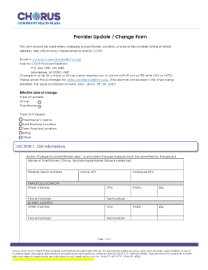 Fillable Online Provider Update / Change Form Fax Email Print - pdfFiller