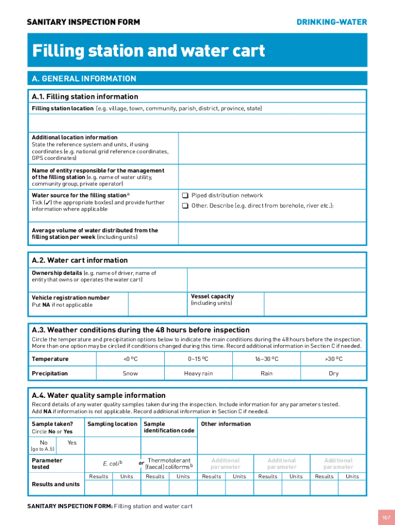 Fillable Online Drinking-water Sanitary Inspection Form Fax Email Print ...