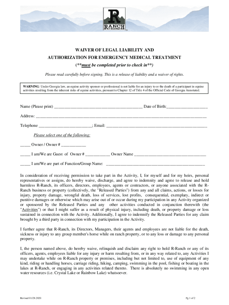 Fillable Online Waiver of Legal Liability Fax Email Print - pdfFiller